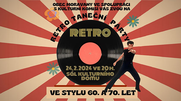 Retro taneční párty 24. 2. 2024 | Obec Moravany u Brna
